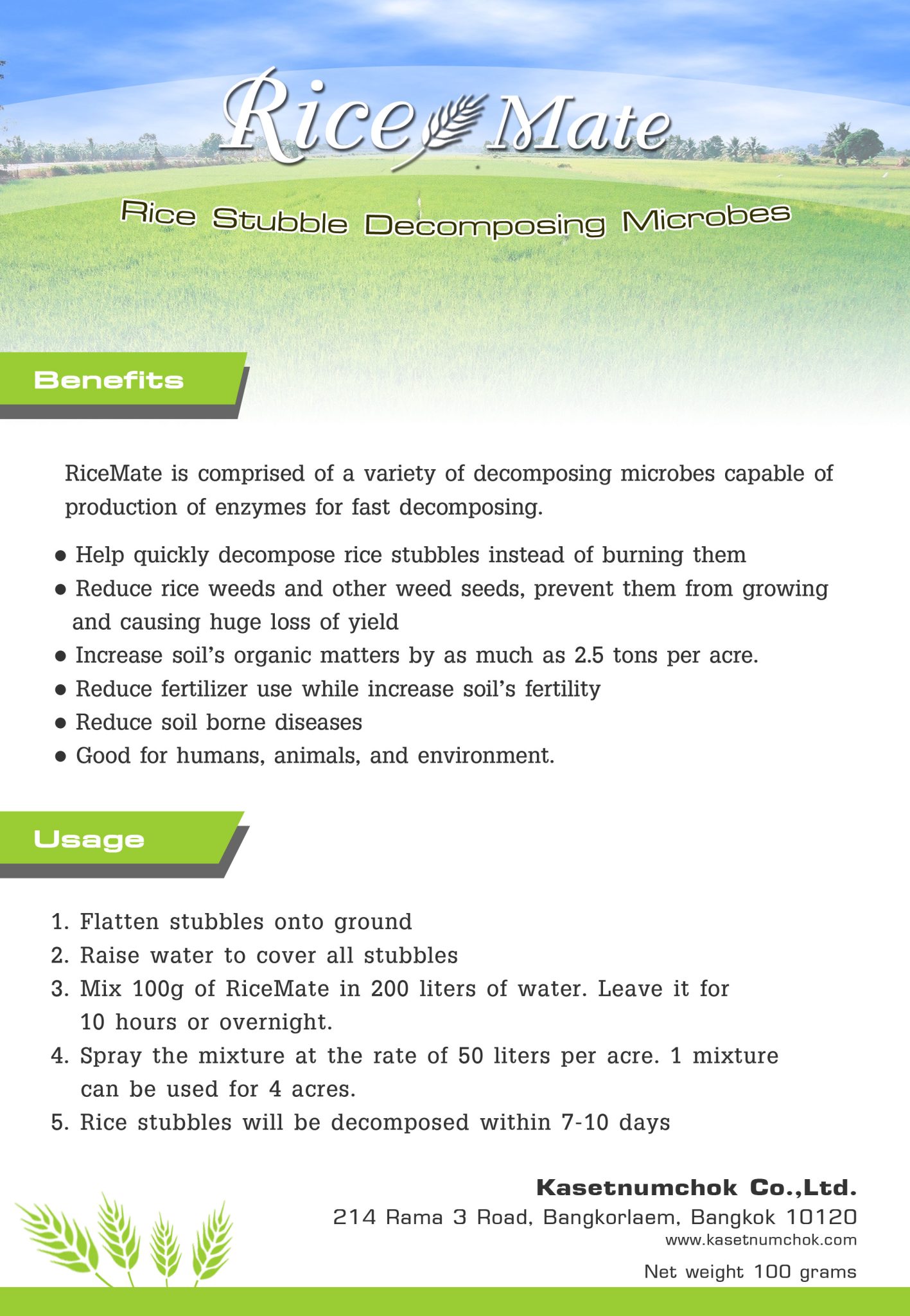 Rice Mate: Rice Stubble Decomposer – Kasetnumchok